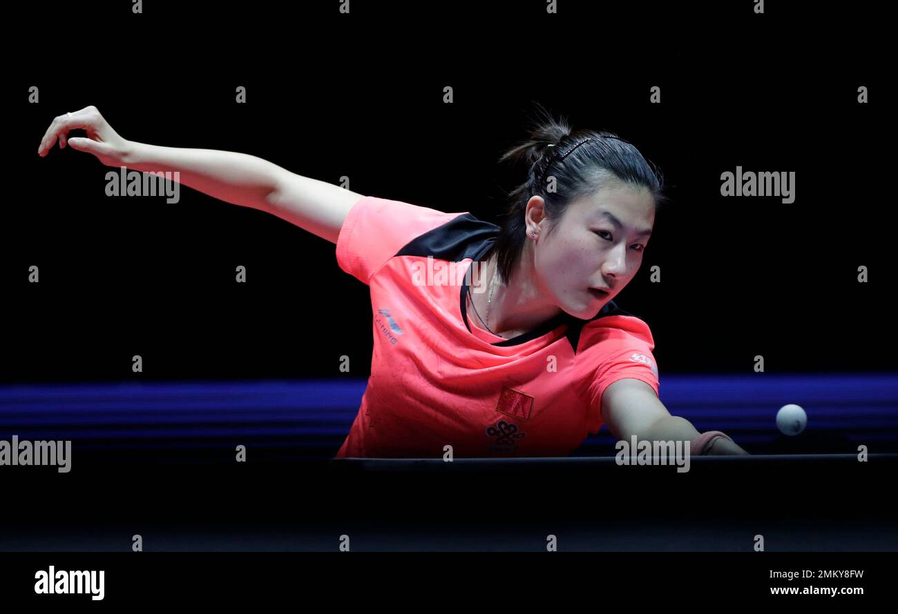 China's Ding Ning competes against Taiwan's Cheng I-Ching in the women ...