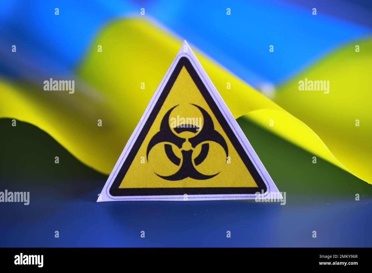 Ukrainian flag biohazard and test tubes. Assistance to Ukraine in ...