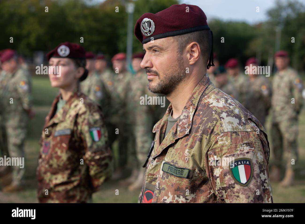 A group of Italian Paratroopers stand in formation during the opening ...