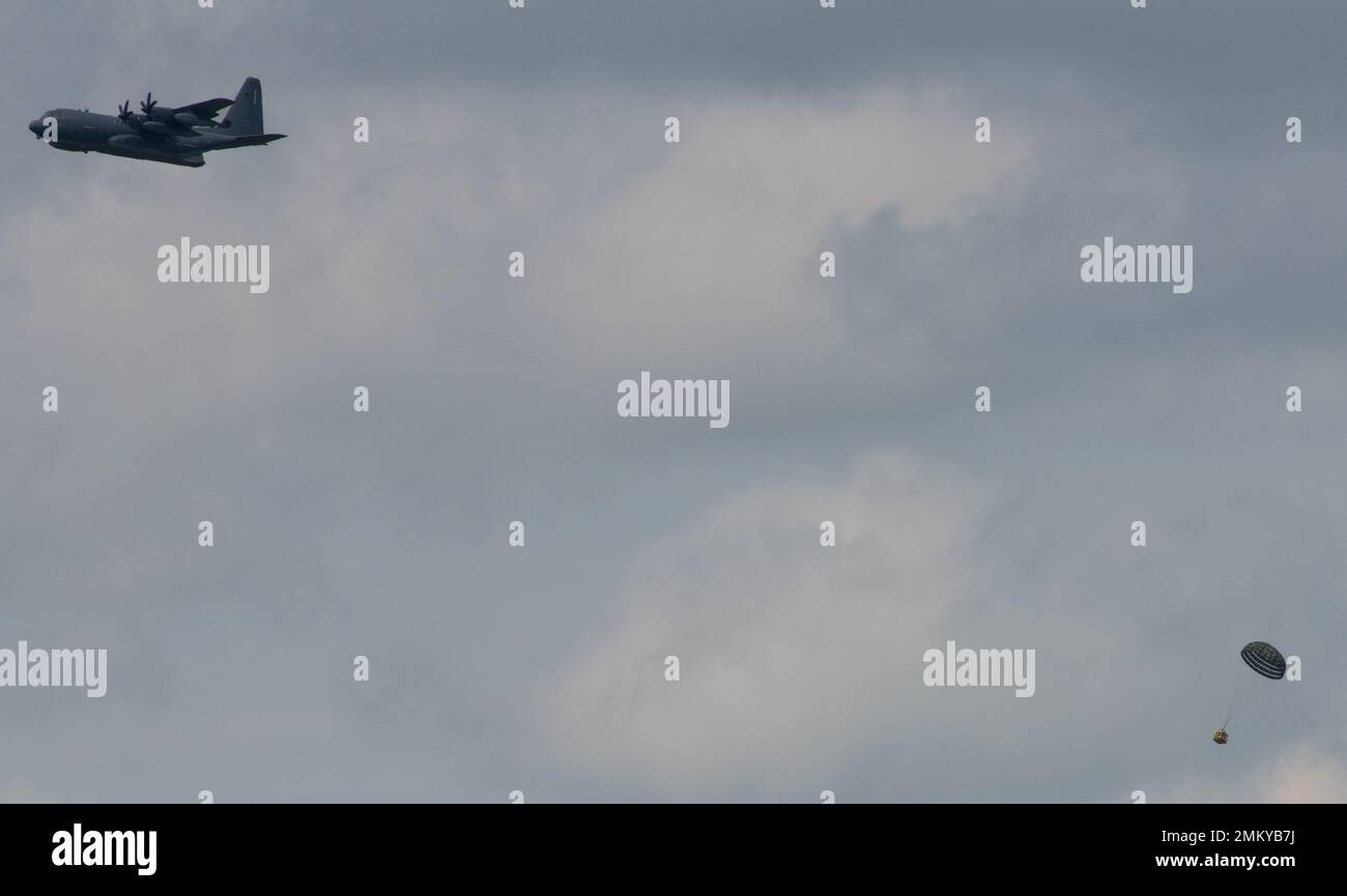 An AC-130J Commando II drops cargo in support of a Mission Sustainment ...