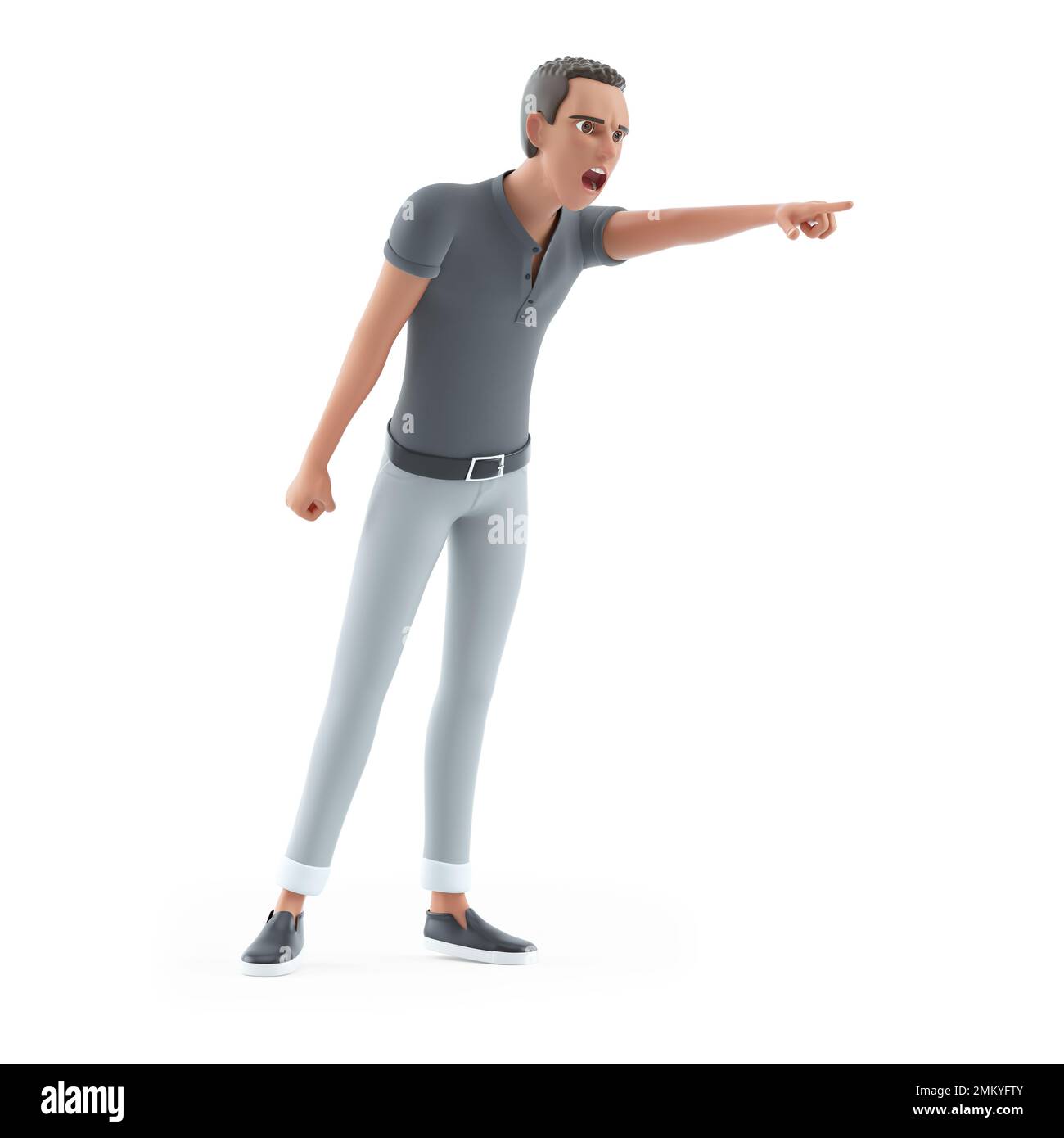 3d character man very angry, illustration isolated on white background ...