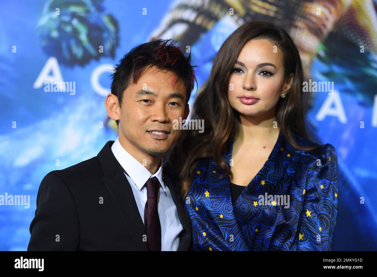 Director James Wan, left, and Ingrid Bisu arrive at the premiere of ...