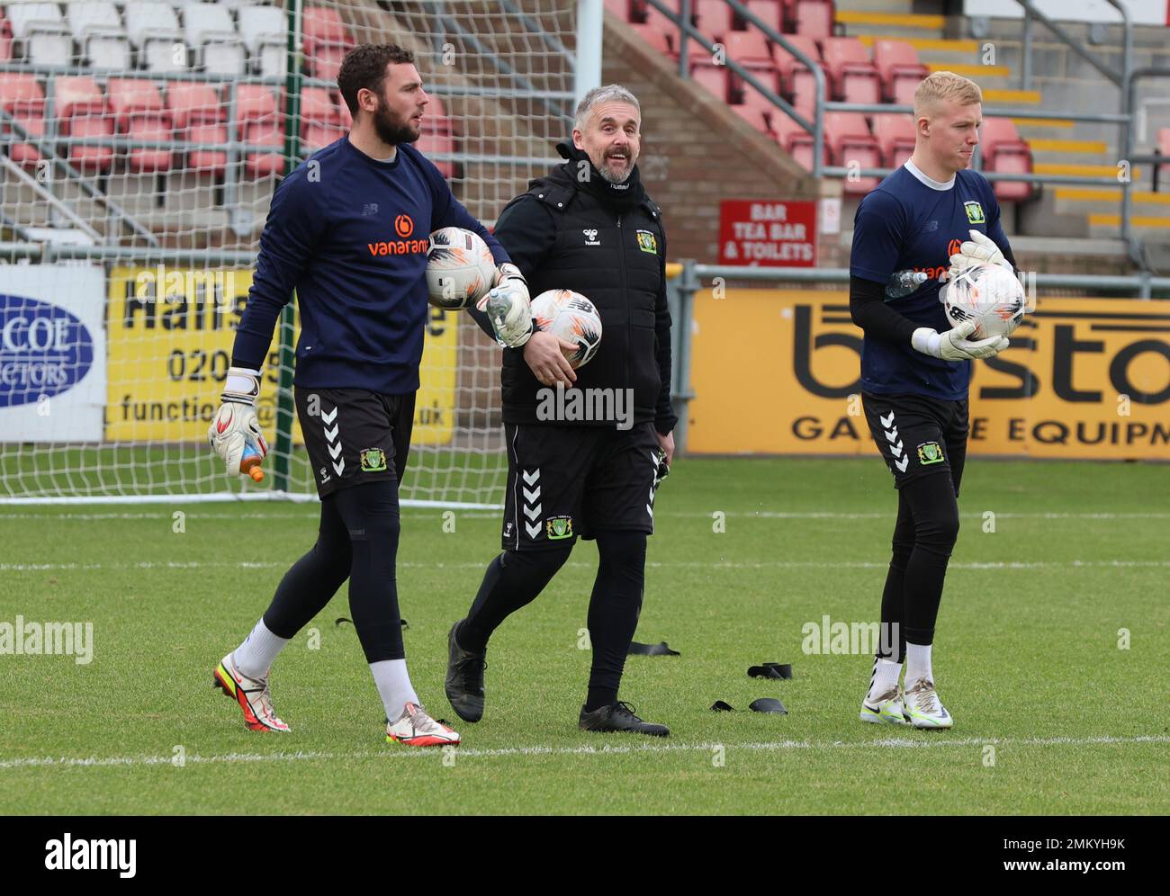 L-R Grant Smith of Yeovil Town and Goalkeeping coach Phil Osborn and ...