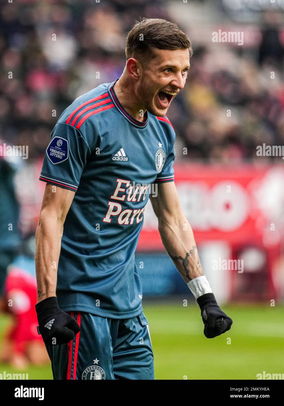 Enschede - Sebastian Szymanski of Feyenoord celebrates the 0-1 during ...
