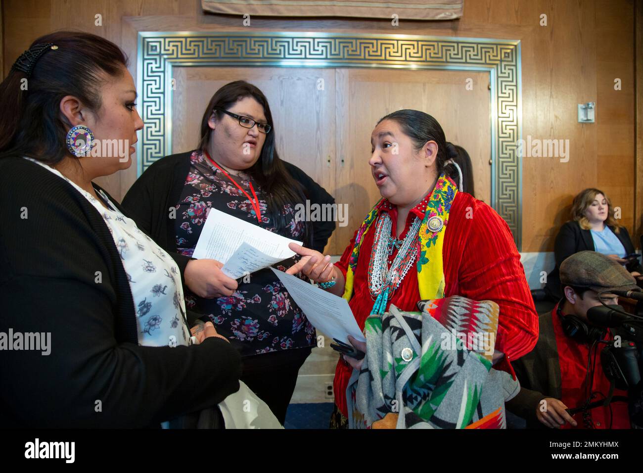 From left, Lissa Loring and Kimberly Loring from the Blackfeet ...