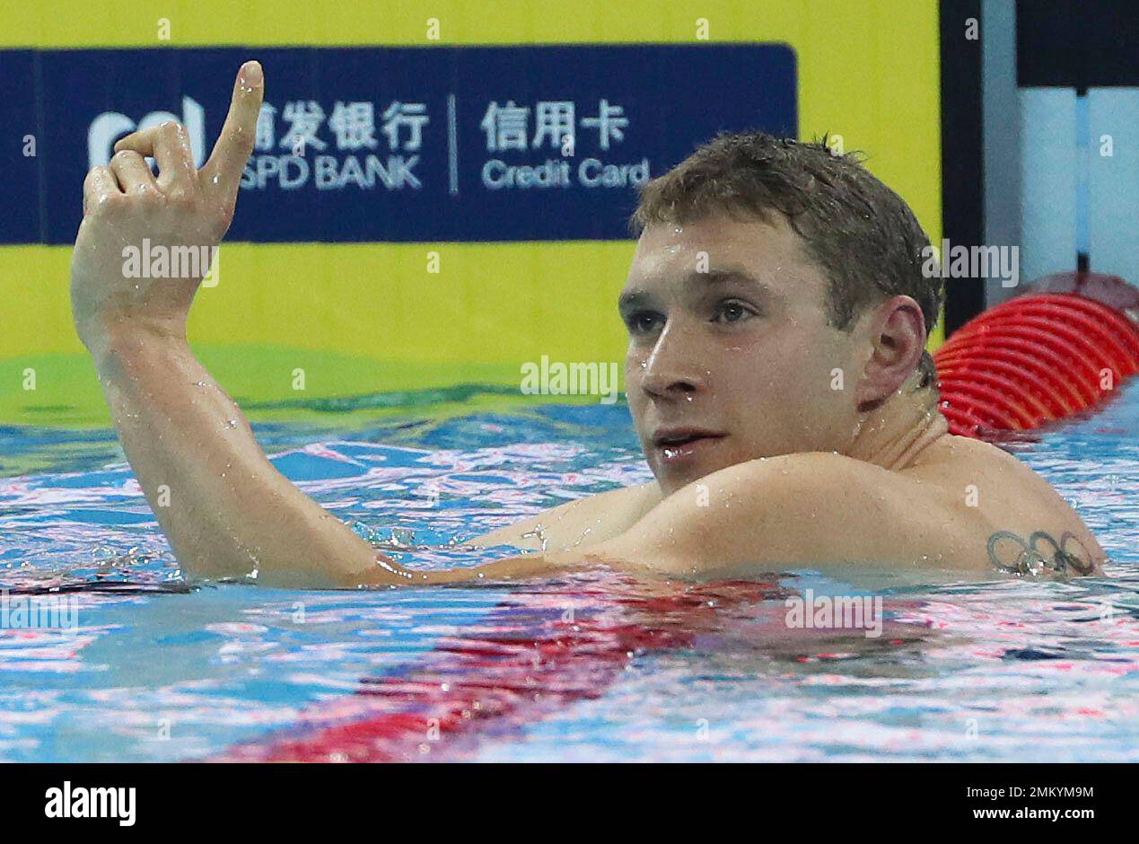 USA's Ryan Murphy gestures during the men's 100m backstroke at 14th ...