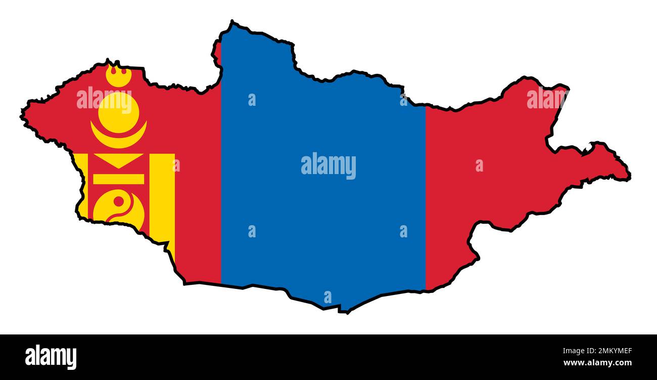 Mongolia flag silhouette outline map inisolated silhouette Stock Photo ...