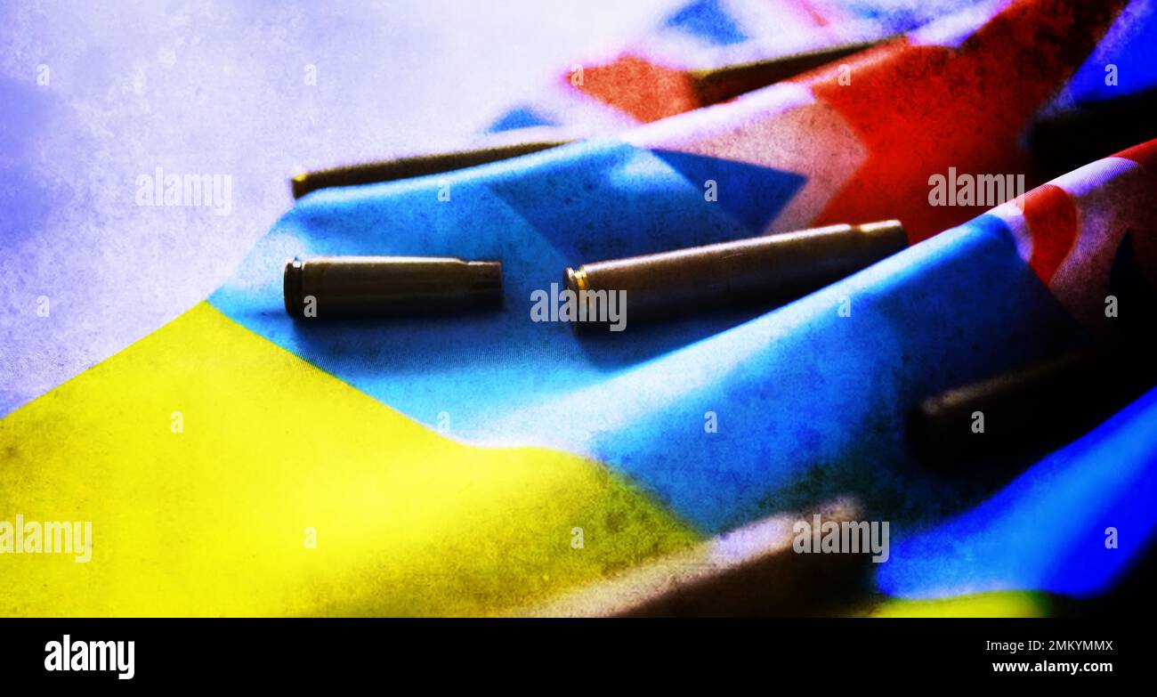 British and Ukrainian flags. Help of Great Britain to Ukraine in the ...