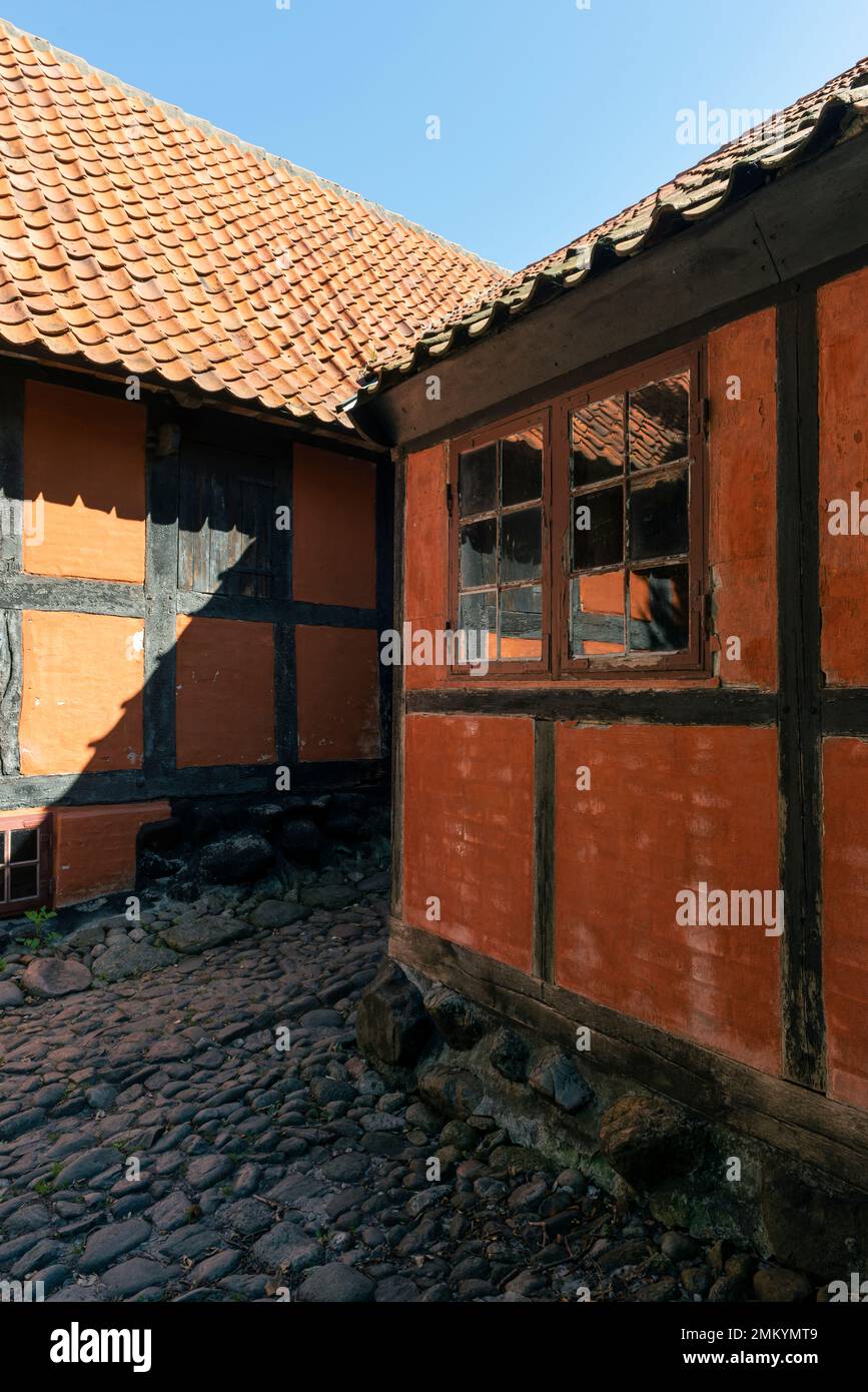 Timber framed houses of the old dye works with the East Jutland Museum ...