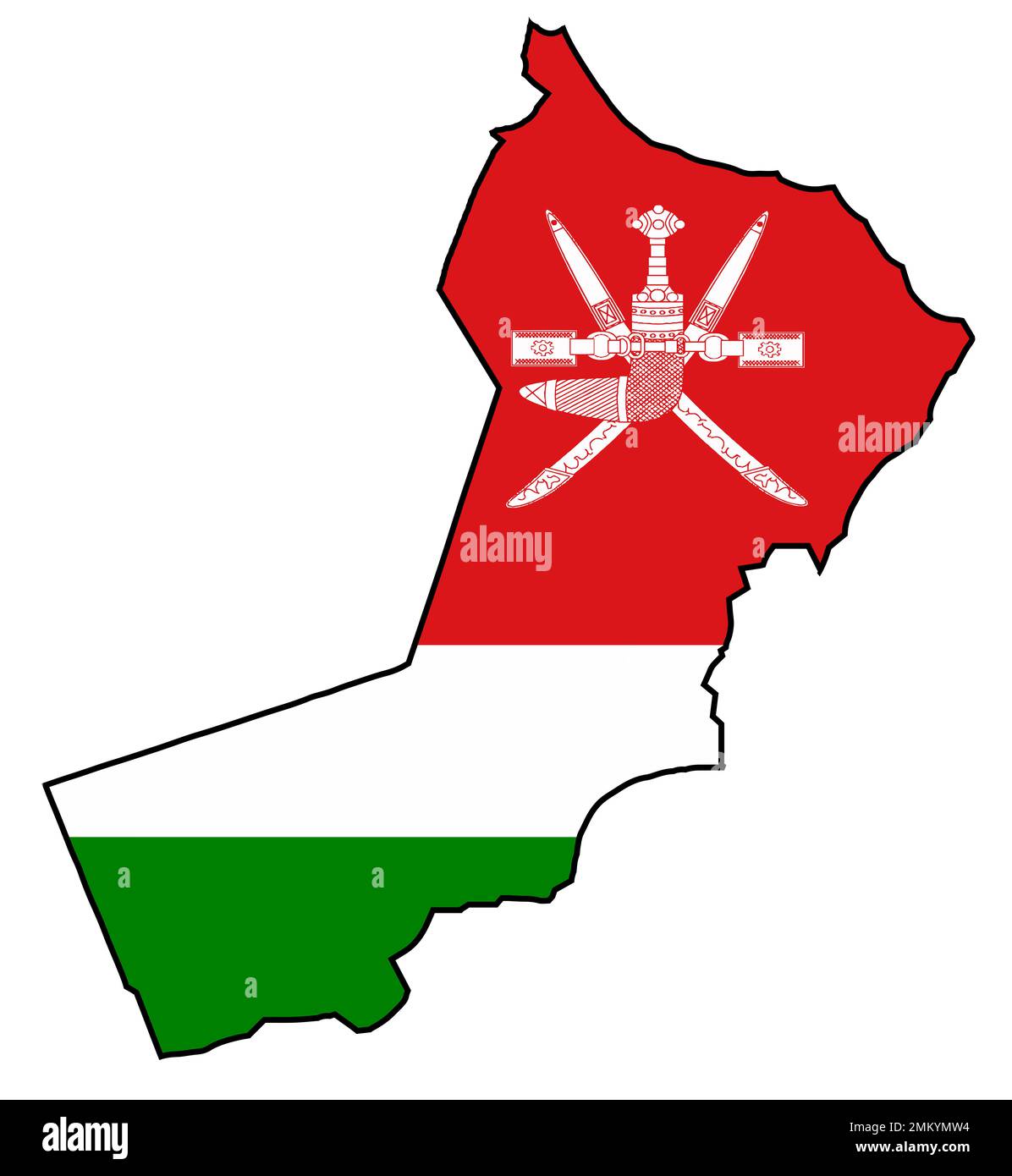 Outline silhouette flag map of the Arab League country of Oman in flag ...