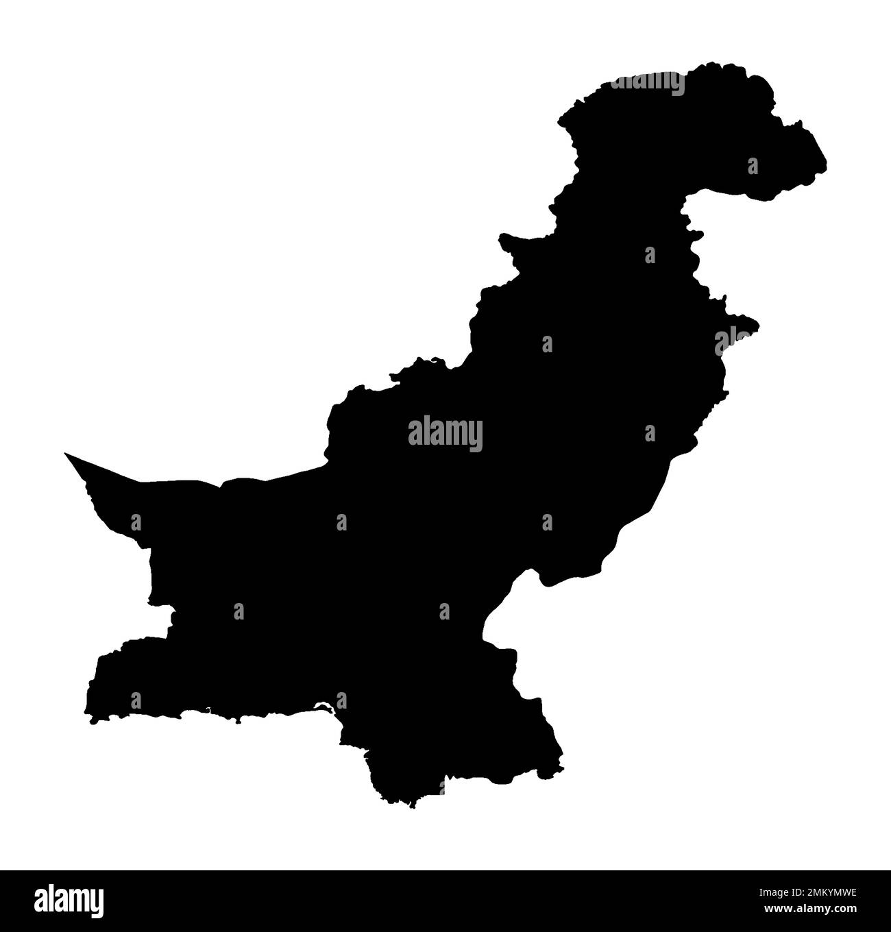 Outline map of Pakistan in silhouette on a white background Stock Photo ...