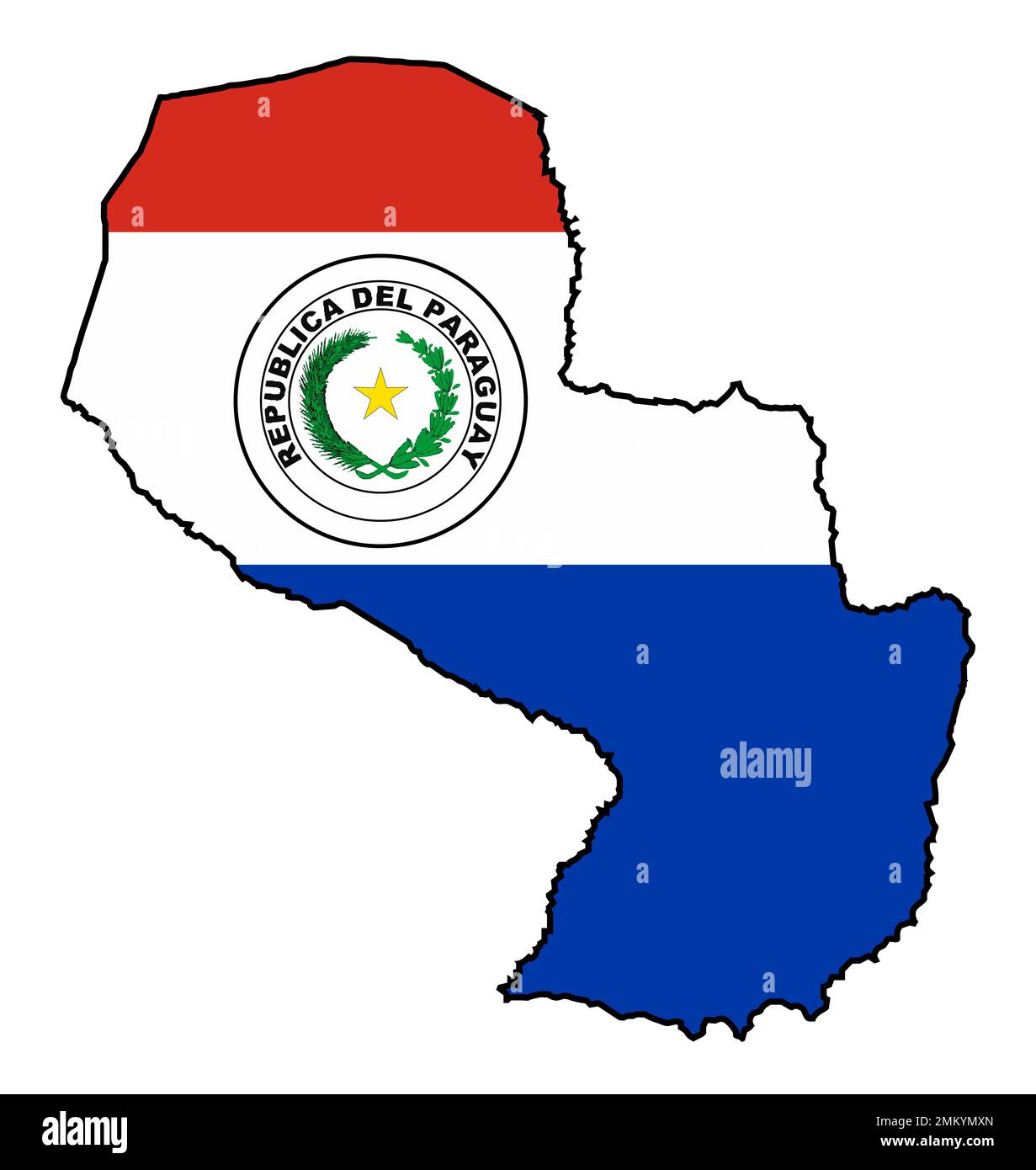 Outline silhouette flag map of the South American country of Paraguay ...