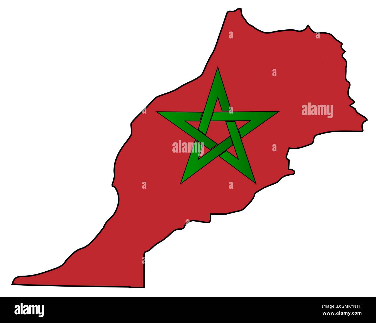 Silhouette outline flag map of the Arab League country of Morocco Stock ...