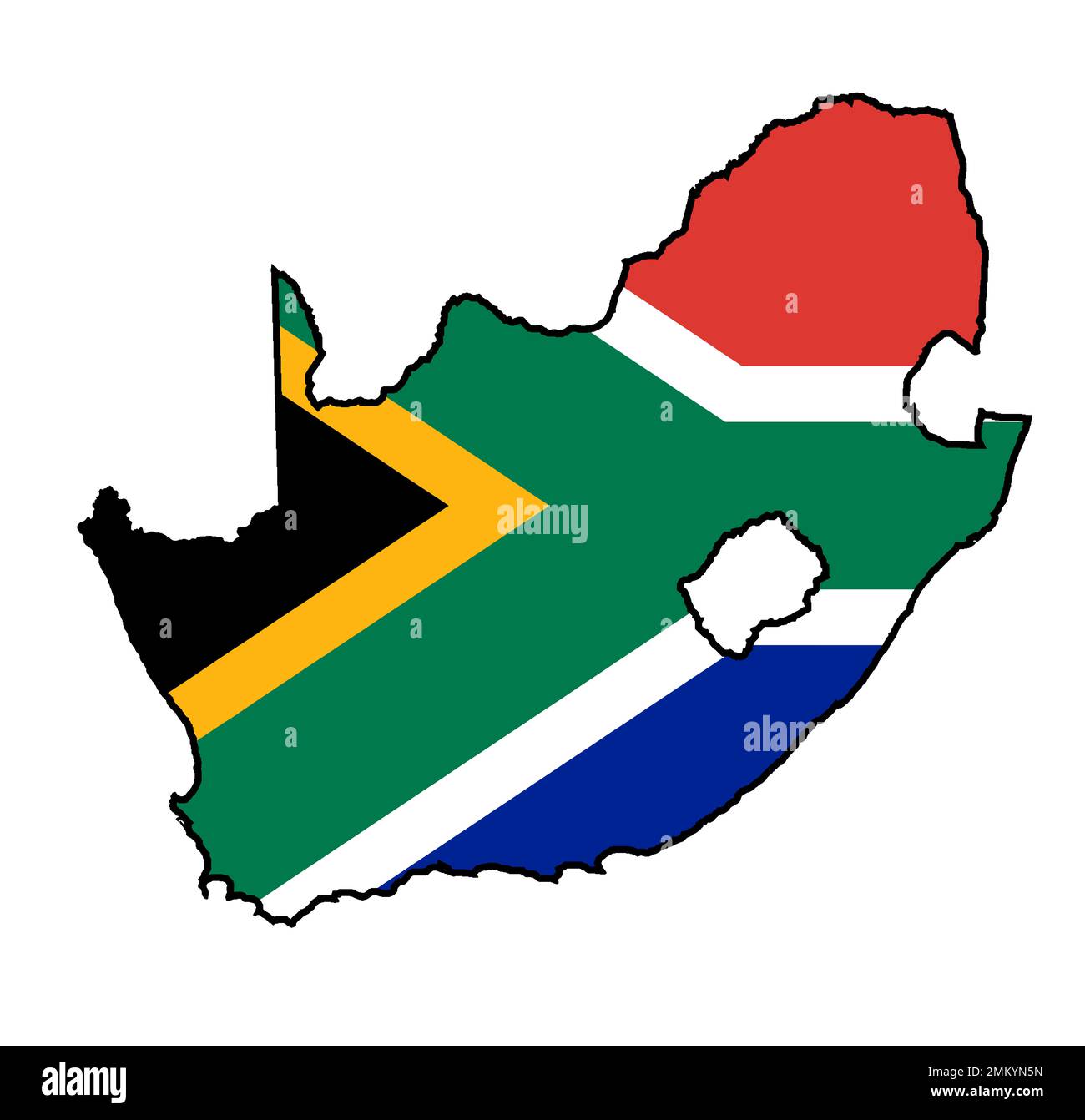 South Africa outline silhouette flag map over a white background Stock ...