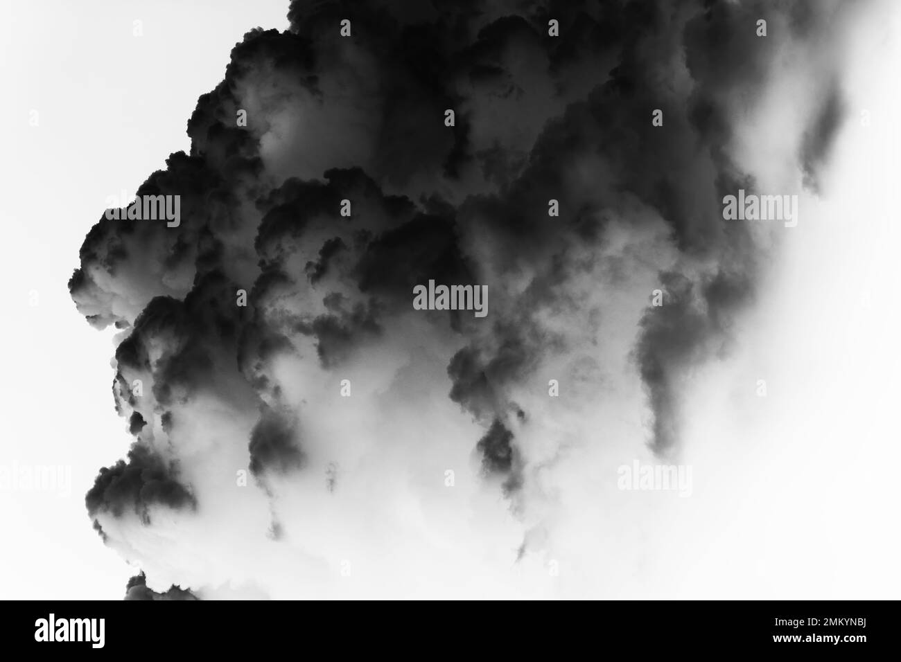dangerous and dramatic cloud of black smoke after an explosion Stock ...