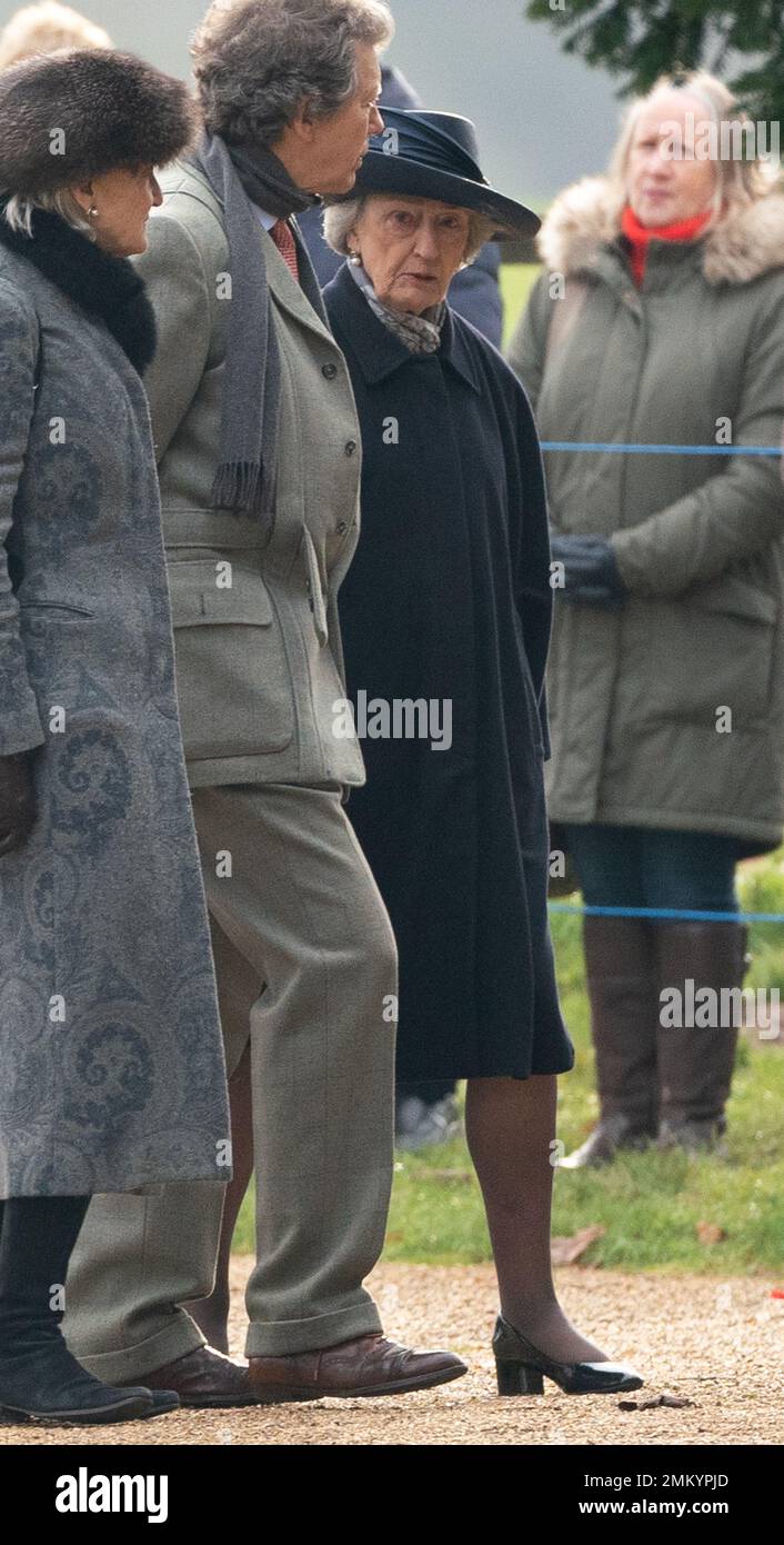 Lady Susan Hussey arrives to attend a church service with King Charles ...