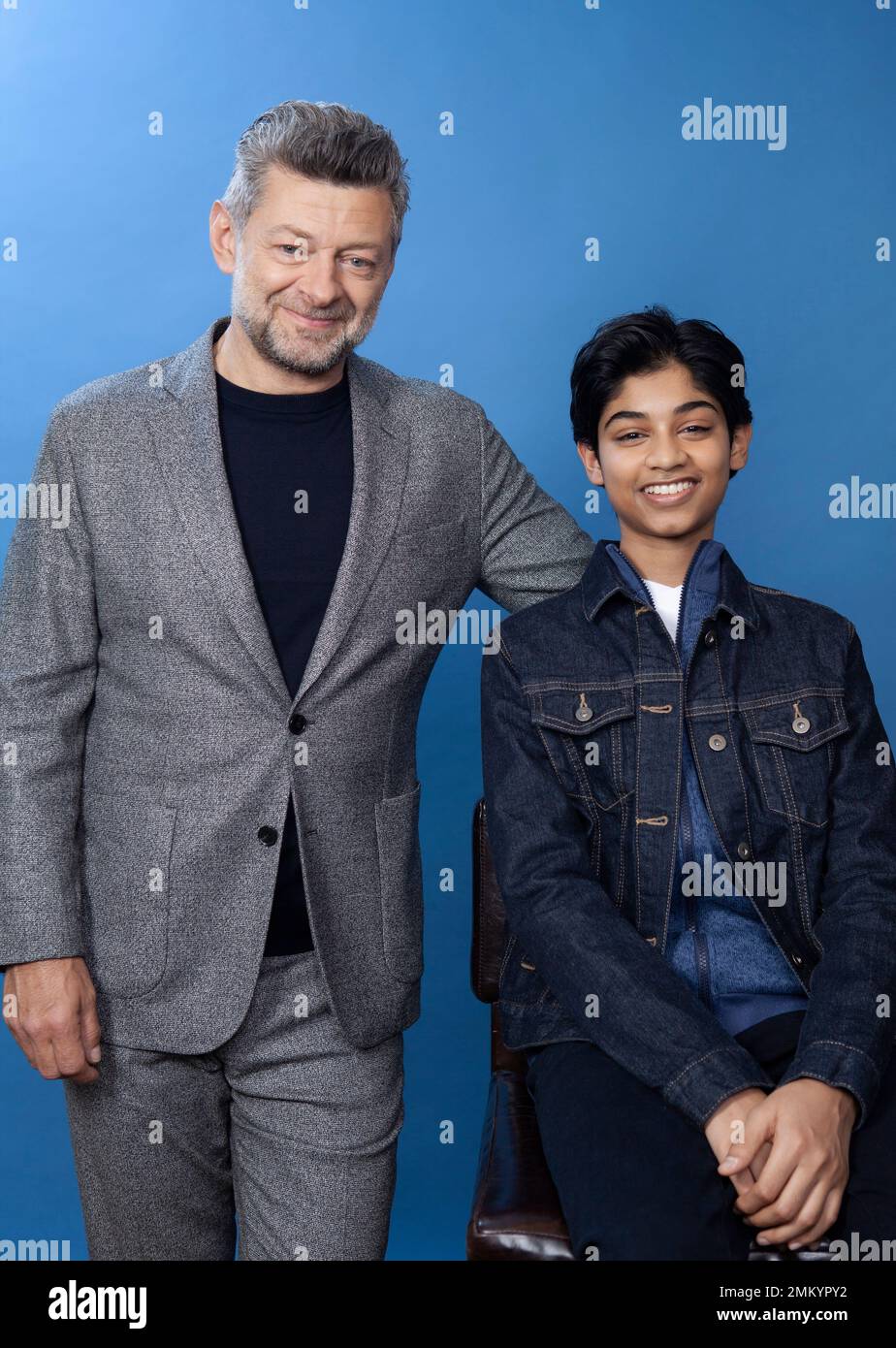 In this Nov. 28, 2018 photo, Andy Serkis, left, and Rohan Chand pose ...