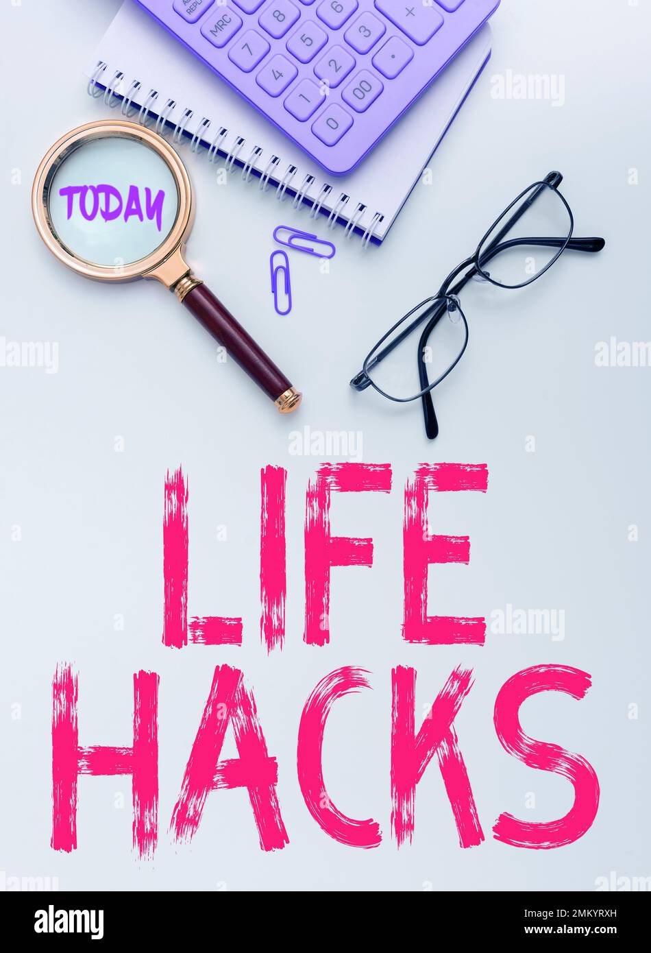 Conceptual caption Life Hacks. Internet Concept Strategy technique to manage daily activities ...