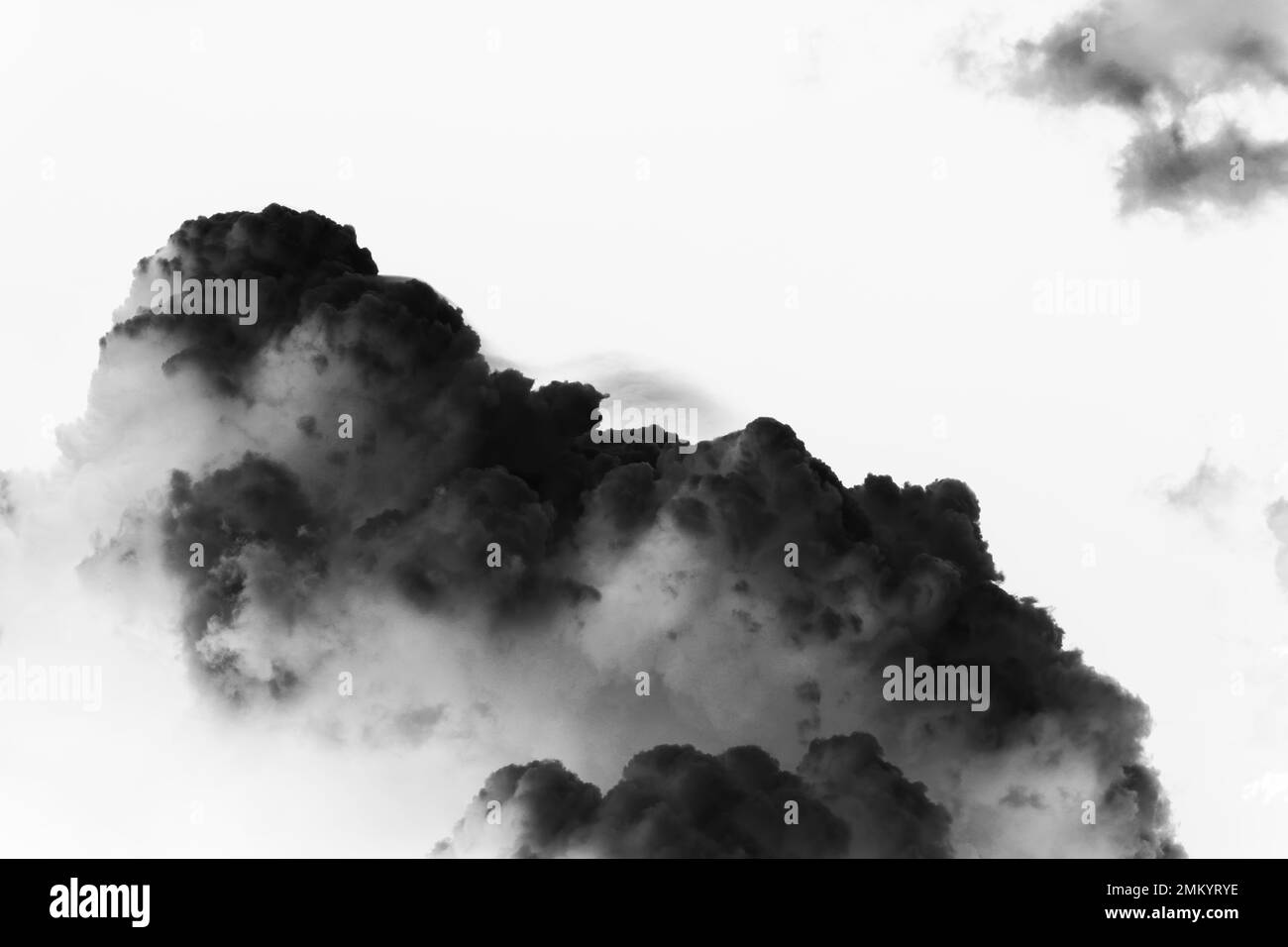 dangerous and dramatic cloud of black smoke after an explosion Stock ...
