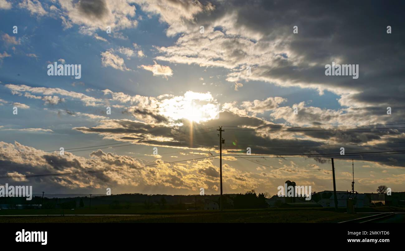 A View of a Sunset, Trying to Break Thru Clouds, With Multiple Cloud ...