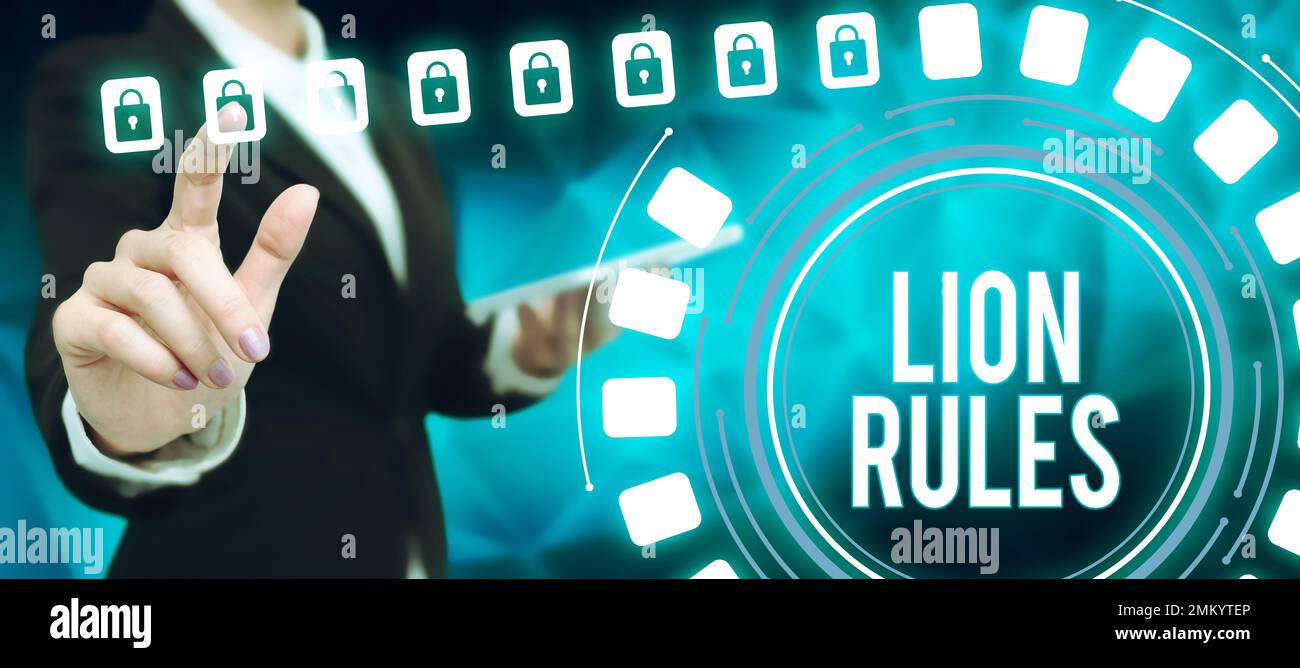 Text showing inspiration Lion Rules. Concept meaning epitome of ...