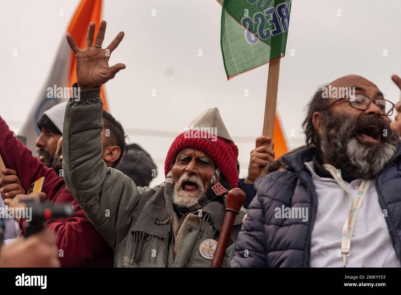 Srinagar, India. 29th Jan, 2023. Supporters of the Indian Congress ...