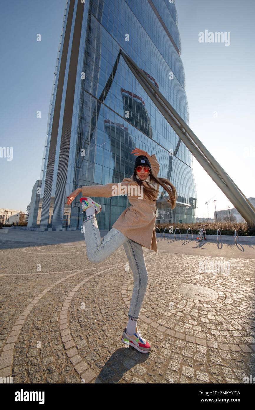 a professional female model and dancer, CityLife, Milan, Italy Stock ...