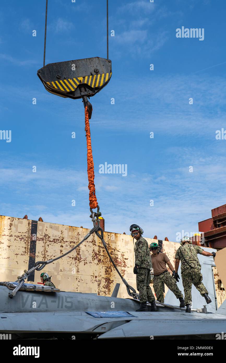 U.S. Navy Sailors assigned to Marine Corps Air Station Iwakuni’s harbor ...