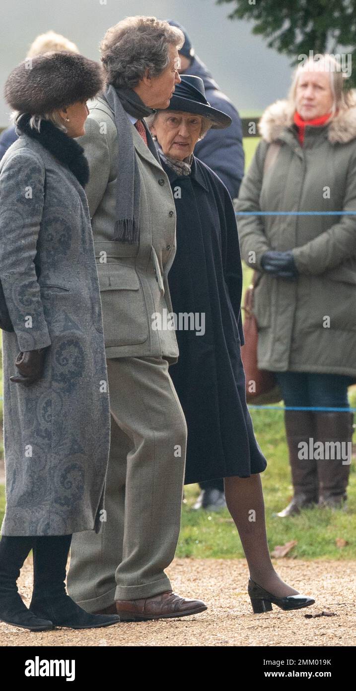 Lady Susan Hussey arrives to attend a church service with King Charles ...