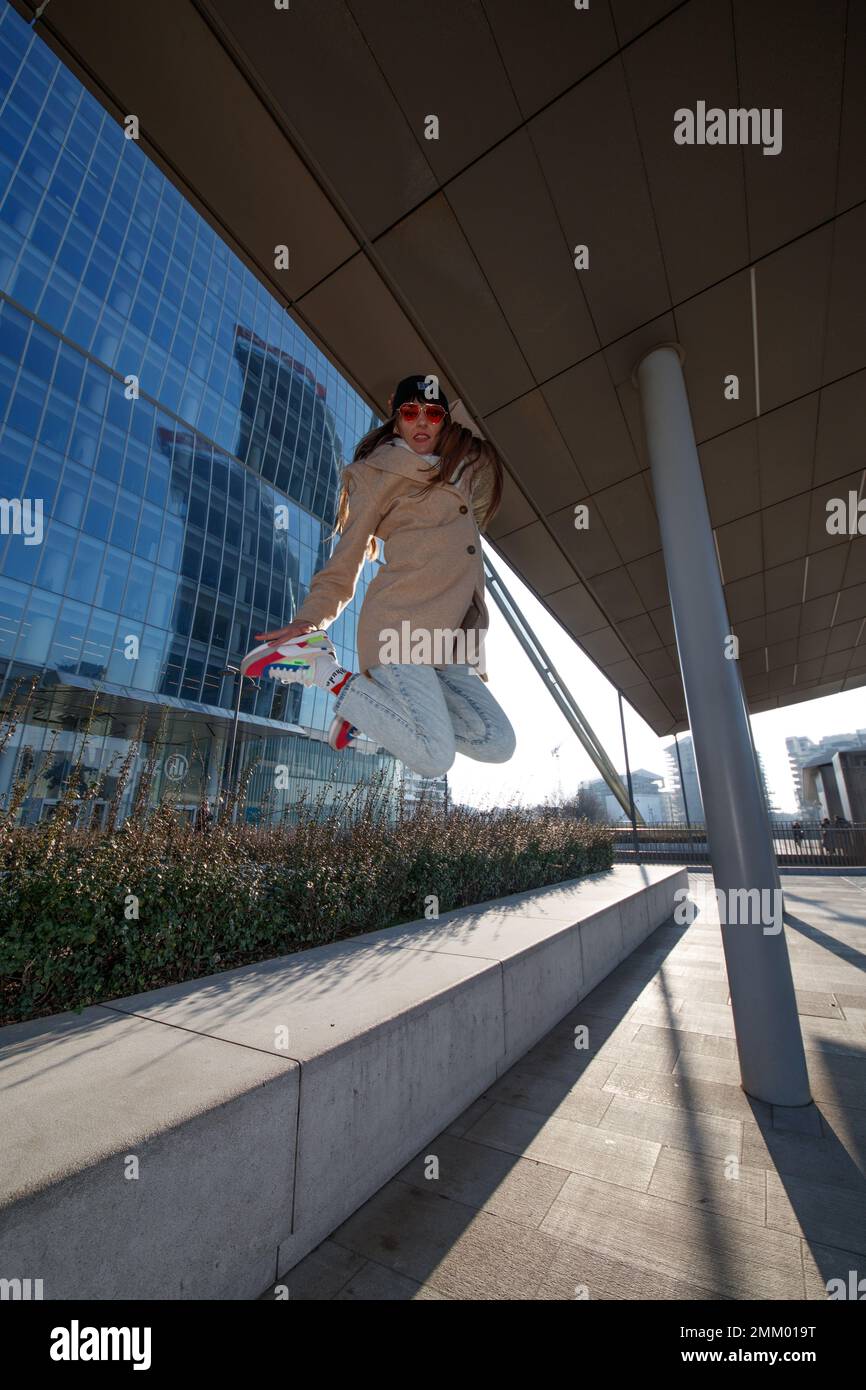 a professional female model and dancer, CityLife, Milan, Italy Stock ...