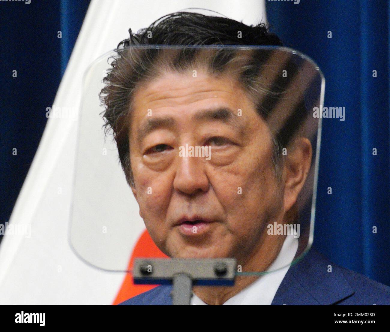 Japanese Prime Minister Shinzo Abe delivers a speech during a press ...