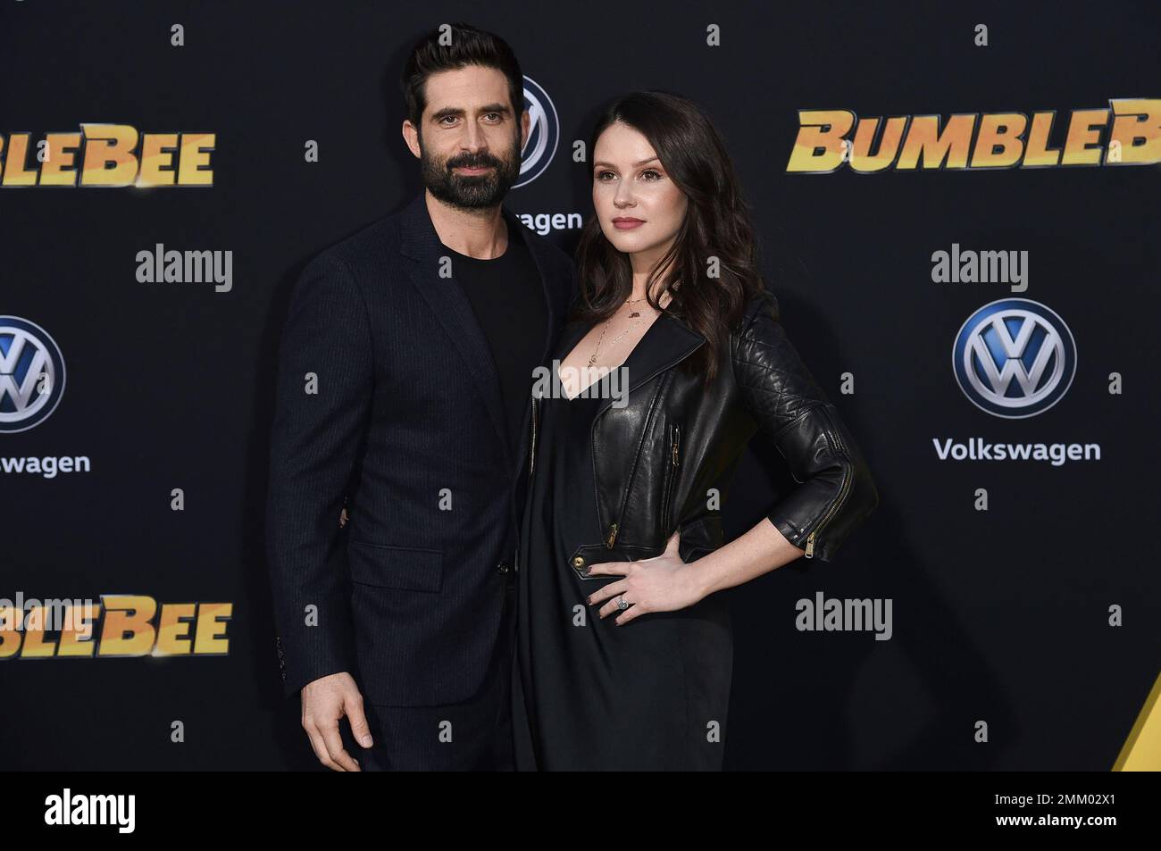 Stephen Schneider, left, and Jenn Proske, attend the LA premiere of ...