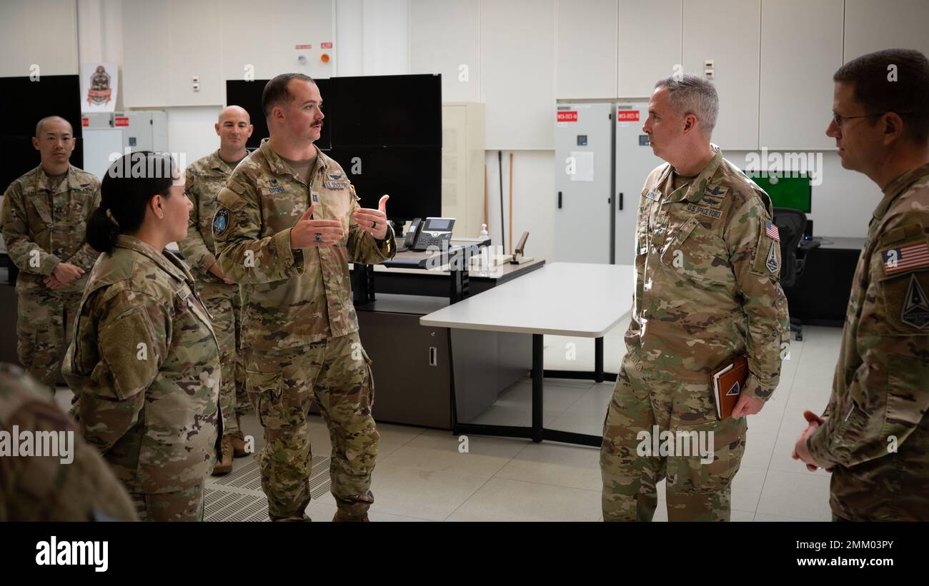 Lt. Gen. Stephen N. Whiting, Space Operations Command commander, greets ...