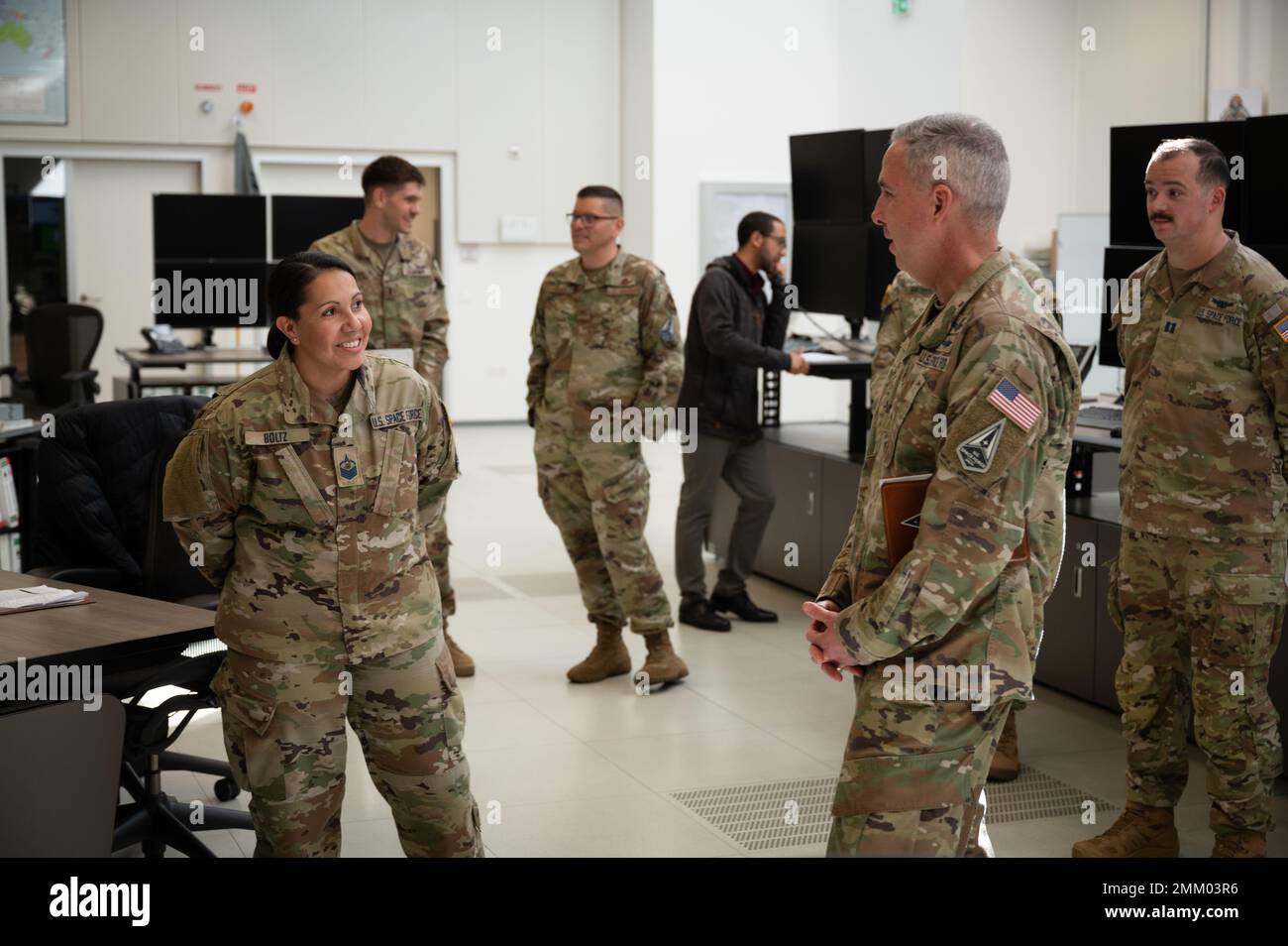 Lt. Gen. Stephen N. Whiting, Space Operations Command commander, greets ...