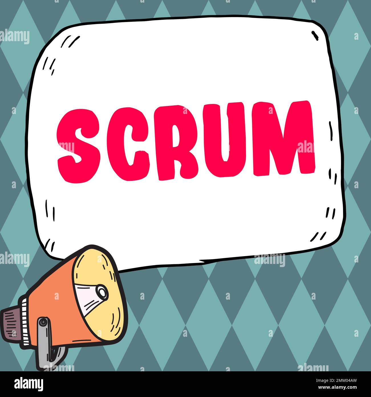 Handwriting text Scrum. Business approach handwriting as distinct from print written characters ...