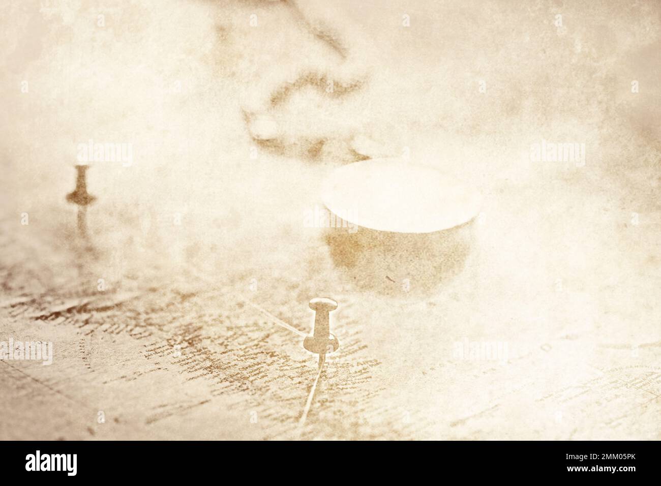 Travel concept. Map and needle with a marked place. Compass point on ...