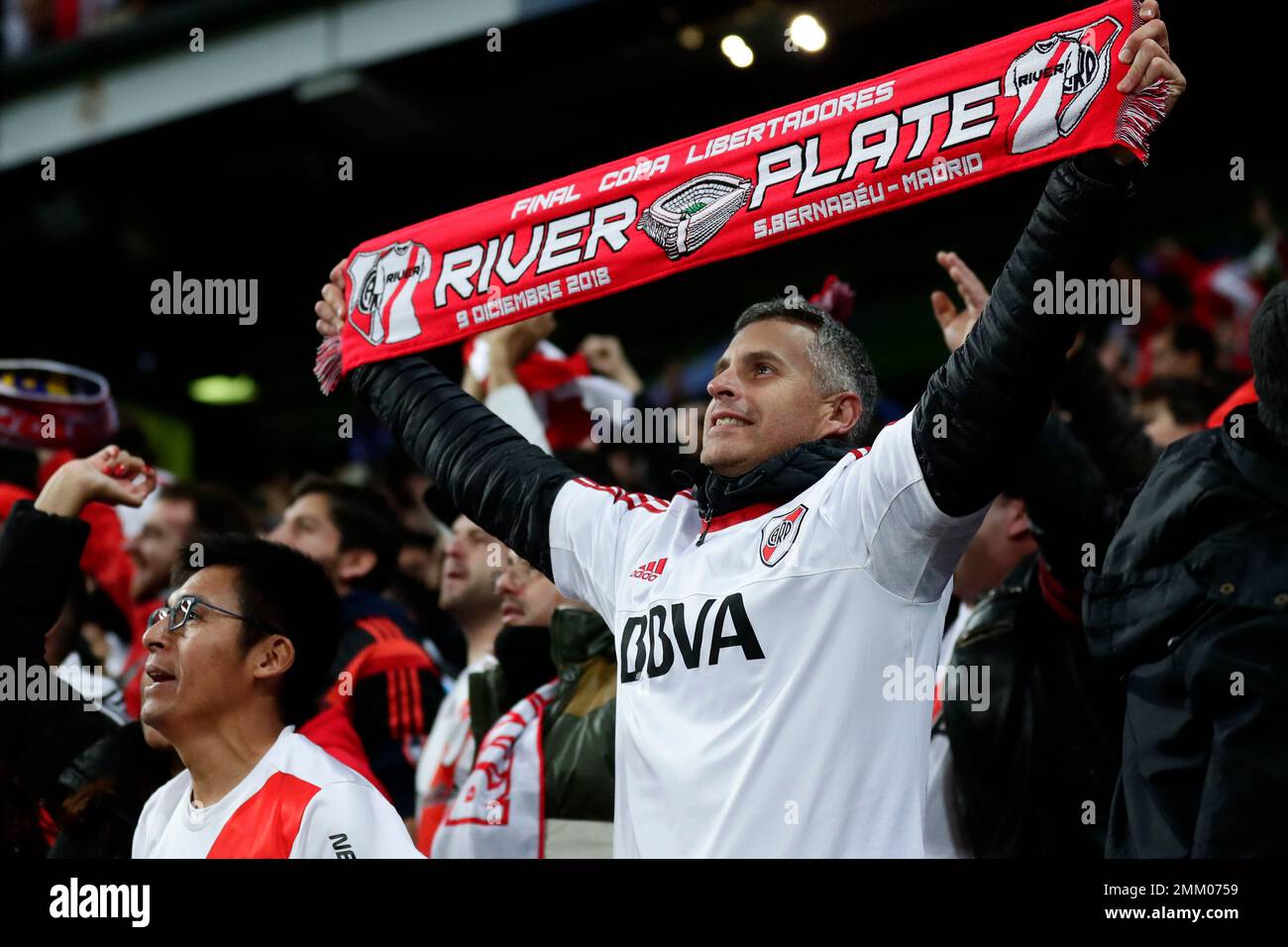 A fan of Argentina's River Plate celebrates at the stands during the ...