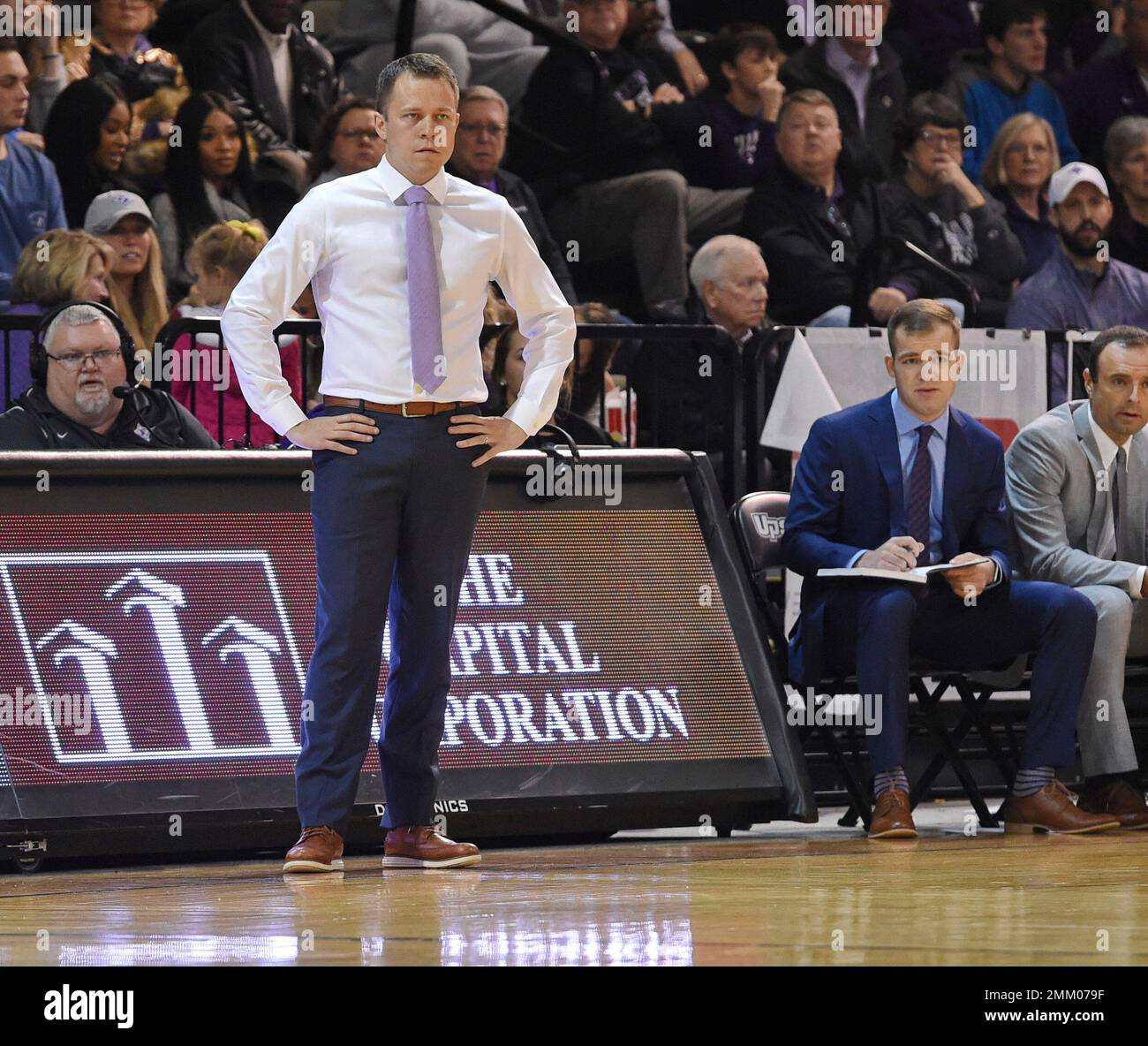 Furman head coach Bob Richey watches the action during the first half ...