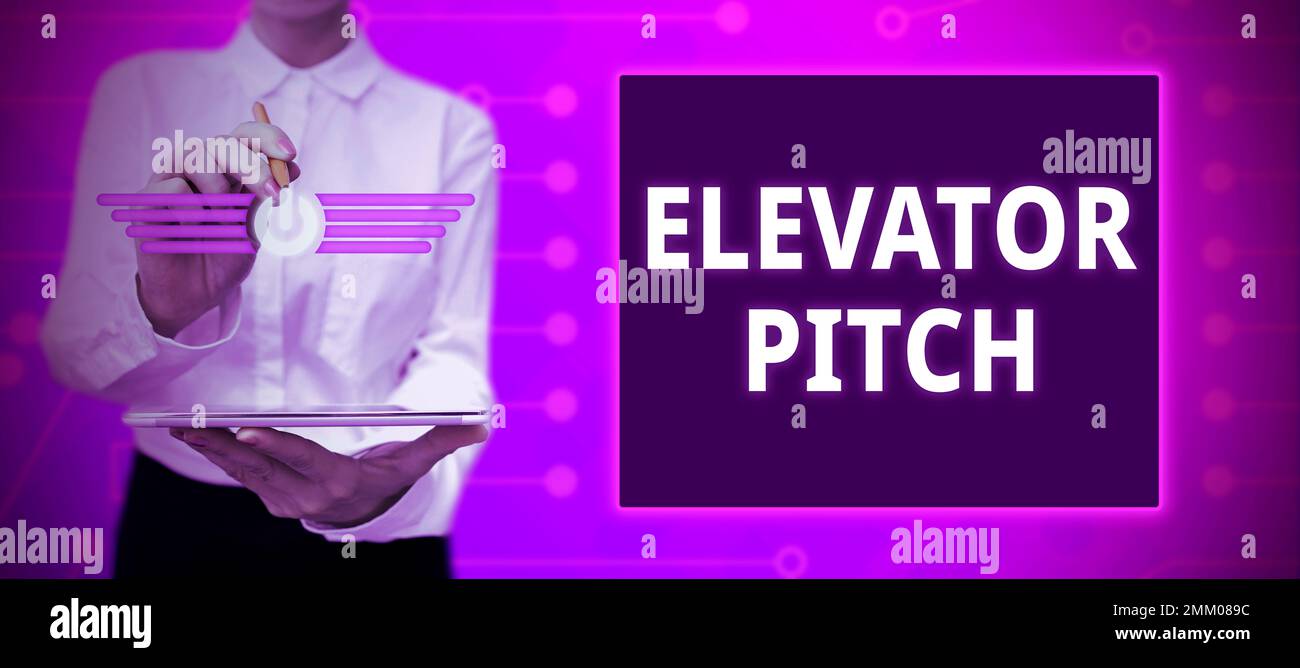 Hand writing sign Elevator Pitch. Word for A persuasive sales pitch ...