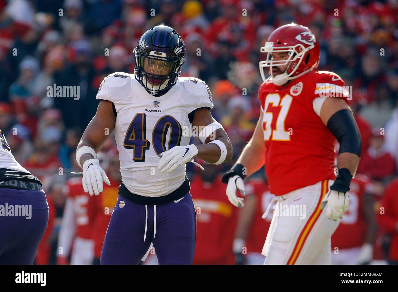 Baltimore Ravens linebacker Kenny Young (40) is seen during the first ...