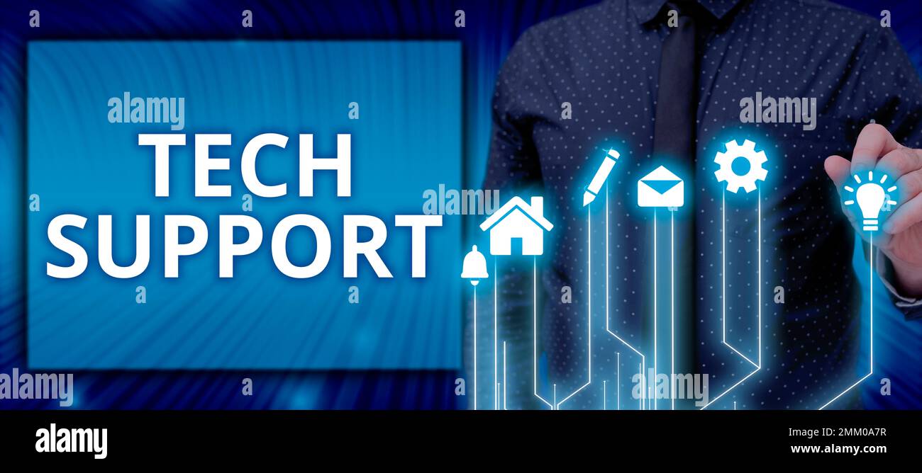 Writing displaying text Tech Support. Business idea Assisting ...