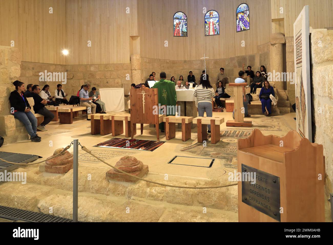 Interior of the Moses Memorial Church, Mount Nebo, Madaba Governorate ...