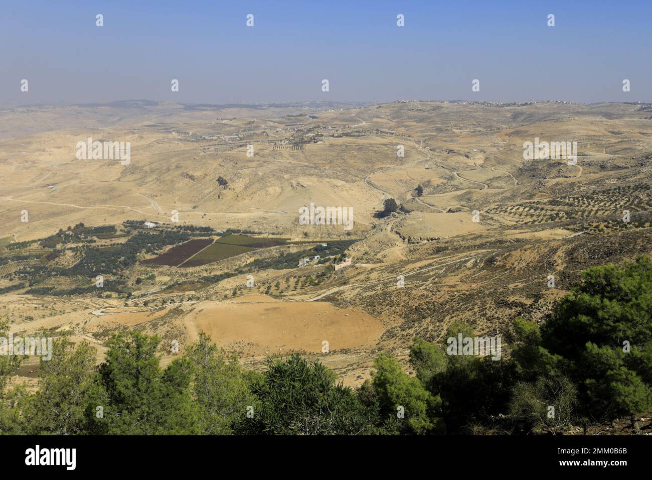 The Valley of Moses Spring (Wadi Ayun Musa), viewed from Mount Nebo ...