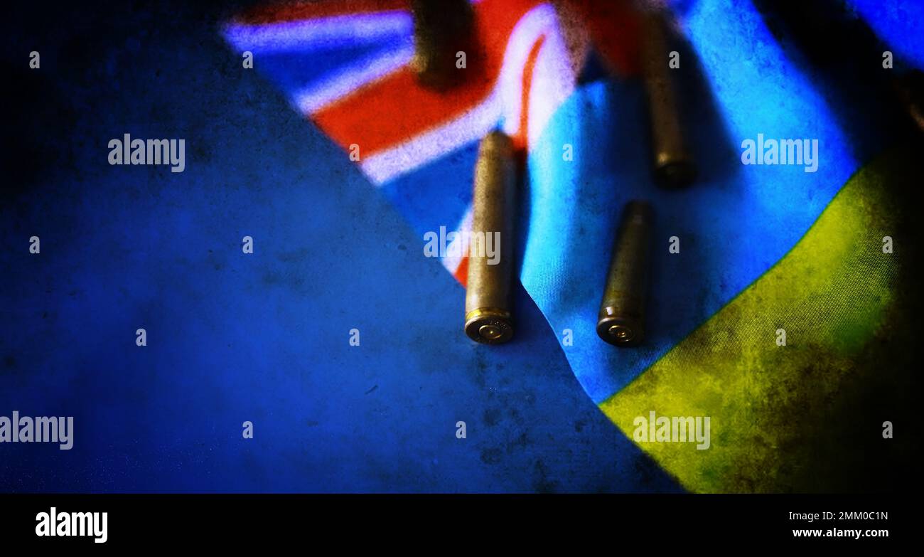 British and Ukrainian flags. Help of Great Britain to Ukraine in the ...