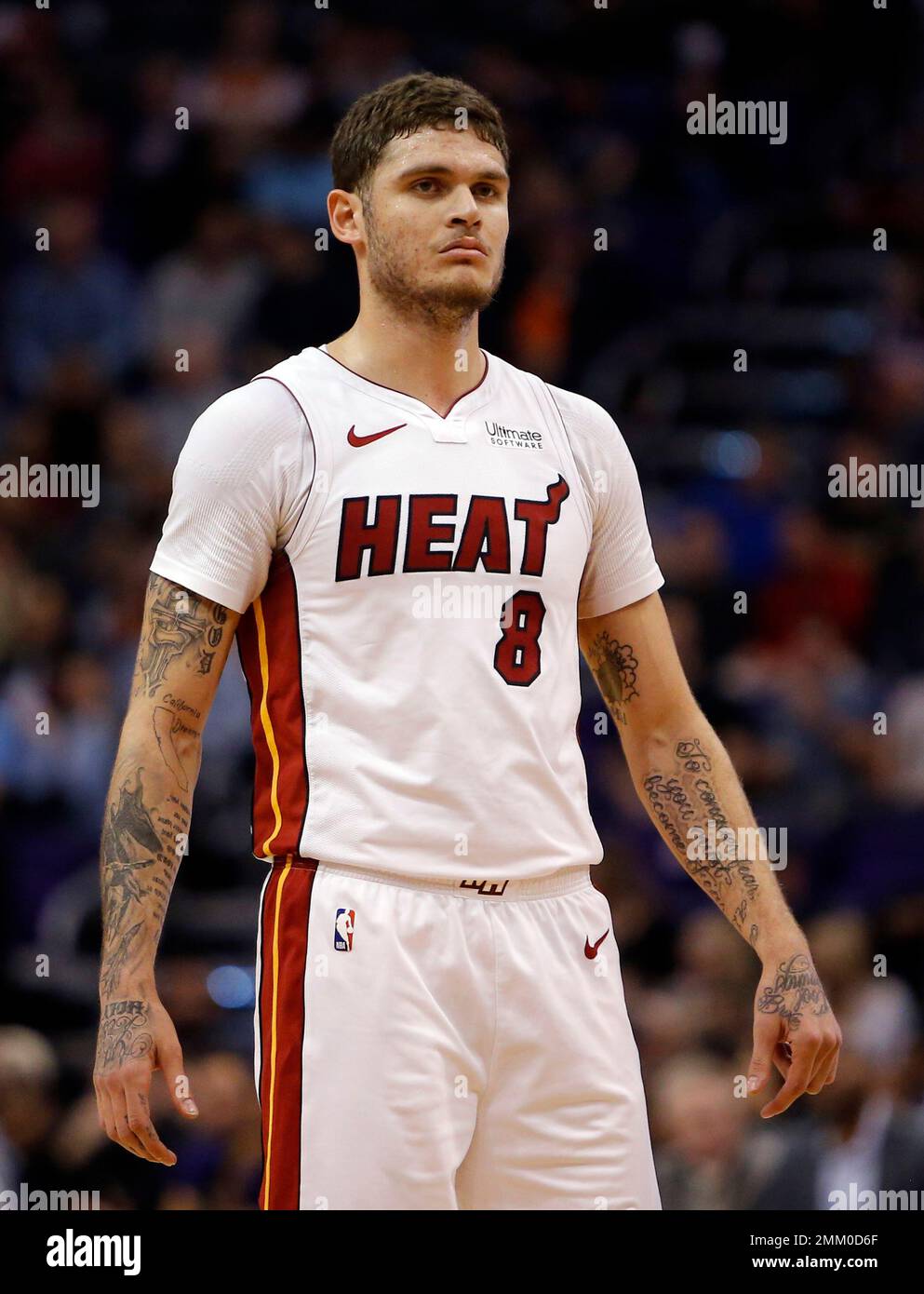 Miami Heat guard Tyler Johnson (8) in the first half during an NBA ...