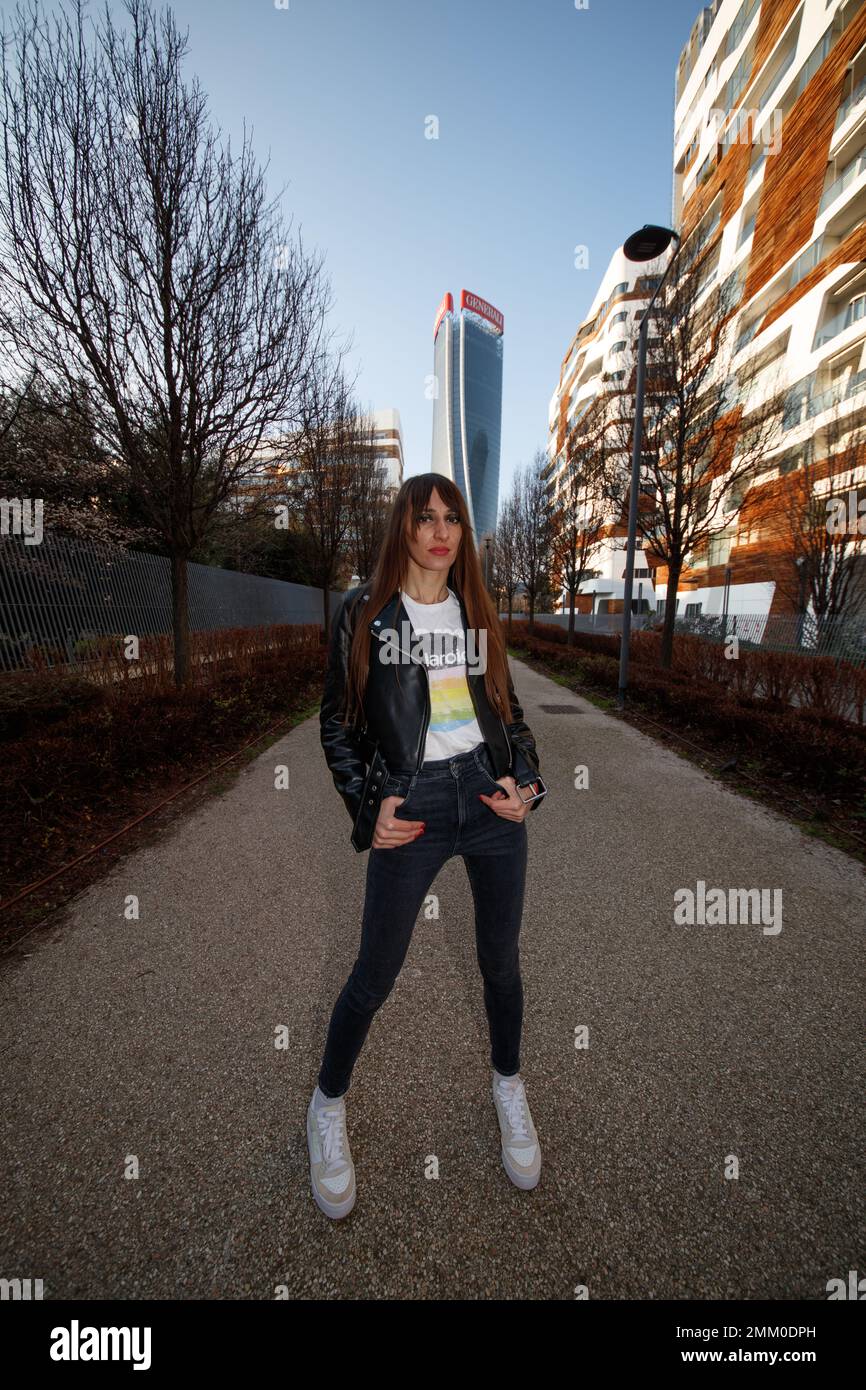 a professional female model and dancer, CityLife, Milan, Italy Stock ...