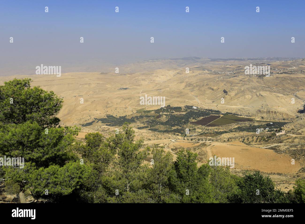 The Valley of Moses Spring (Wadi Ayun Musa), viewed from Mount Nebo ...