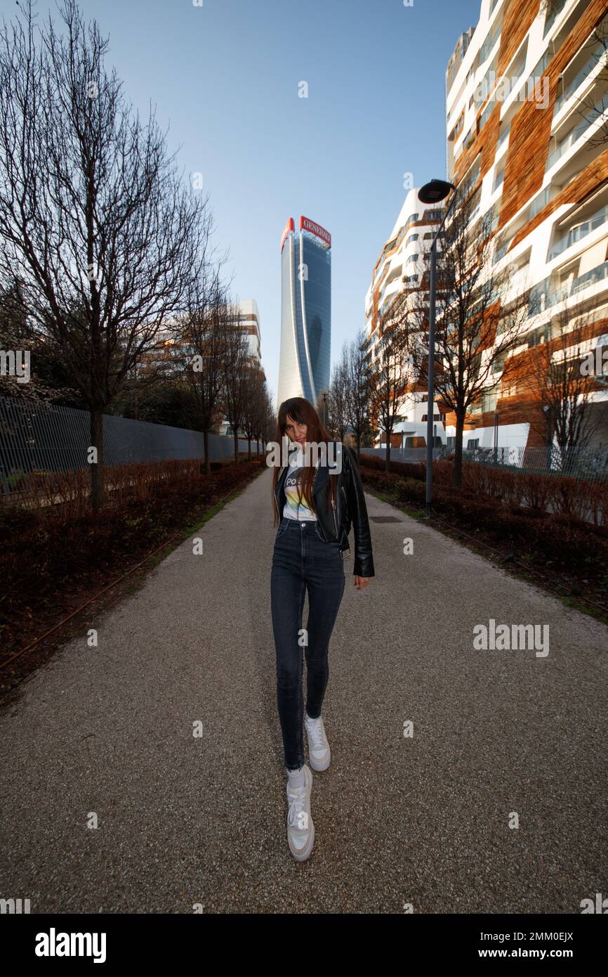 a professional female model and dancer, CityLife, Milan, Italy Stock ...