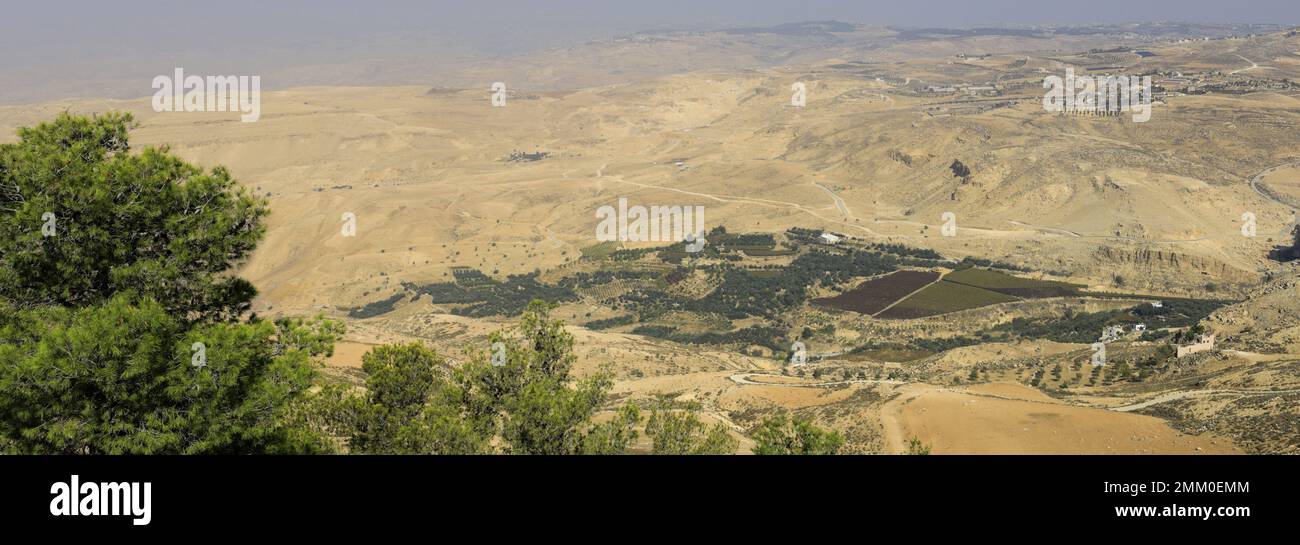The Valley of Moses Spring (Wadi Ayun Musa), viewed from Mount Nebo ...