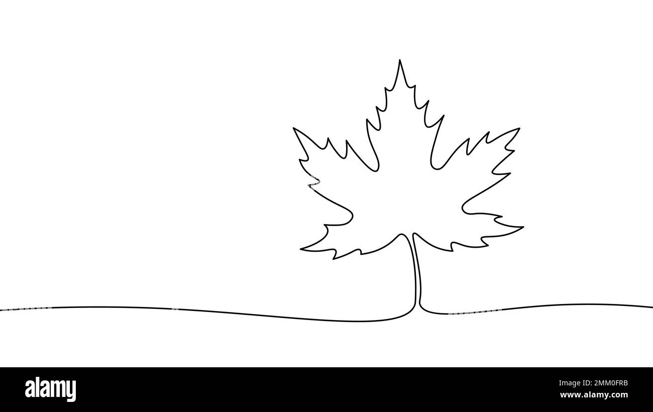 One line continuous canadian maple leaf symbol concept. Silhouette ...